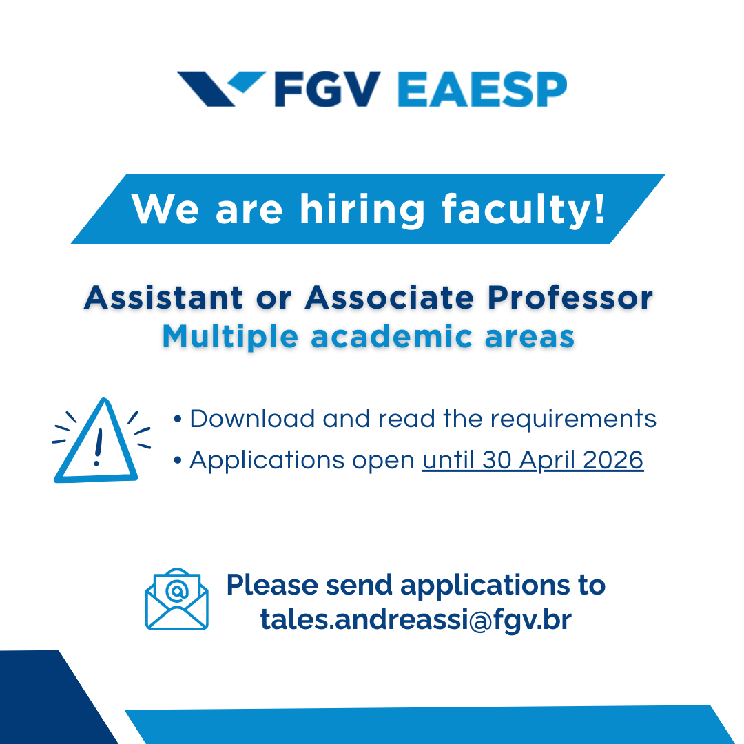 We are hiring! Assistant or Associate Professor in several areas | FGV ...